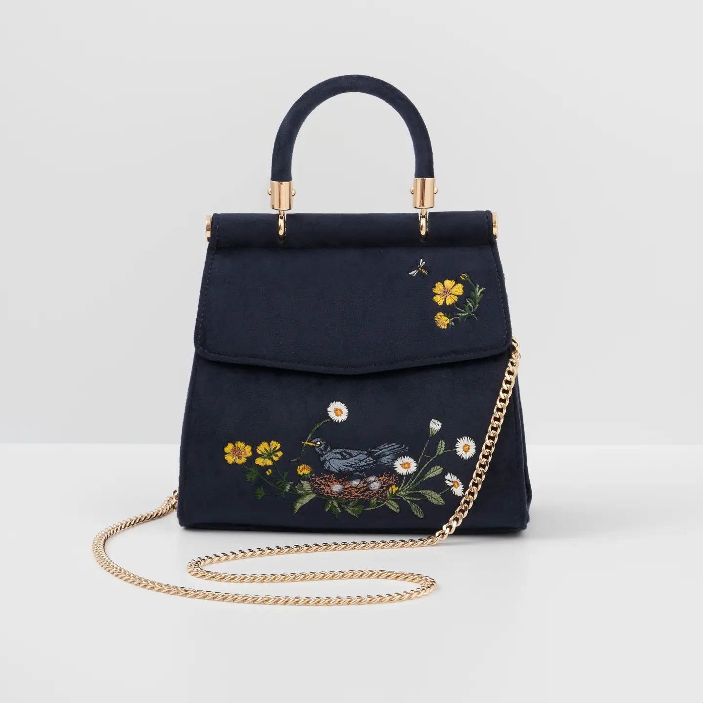 Blackbird Navy Mini Velvet Tote – Tweedside Road / Emporia